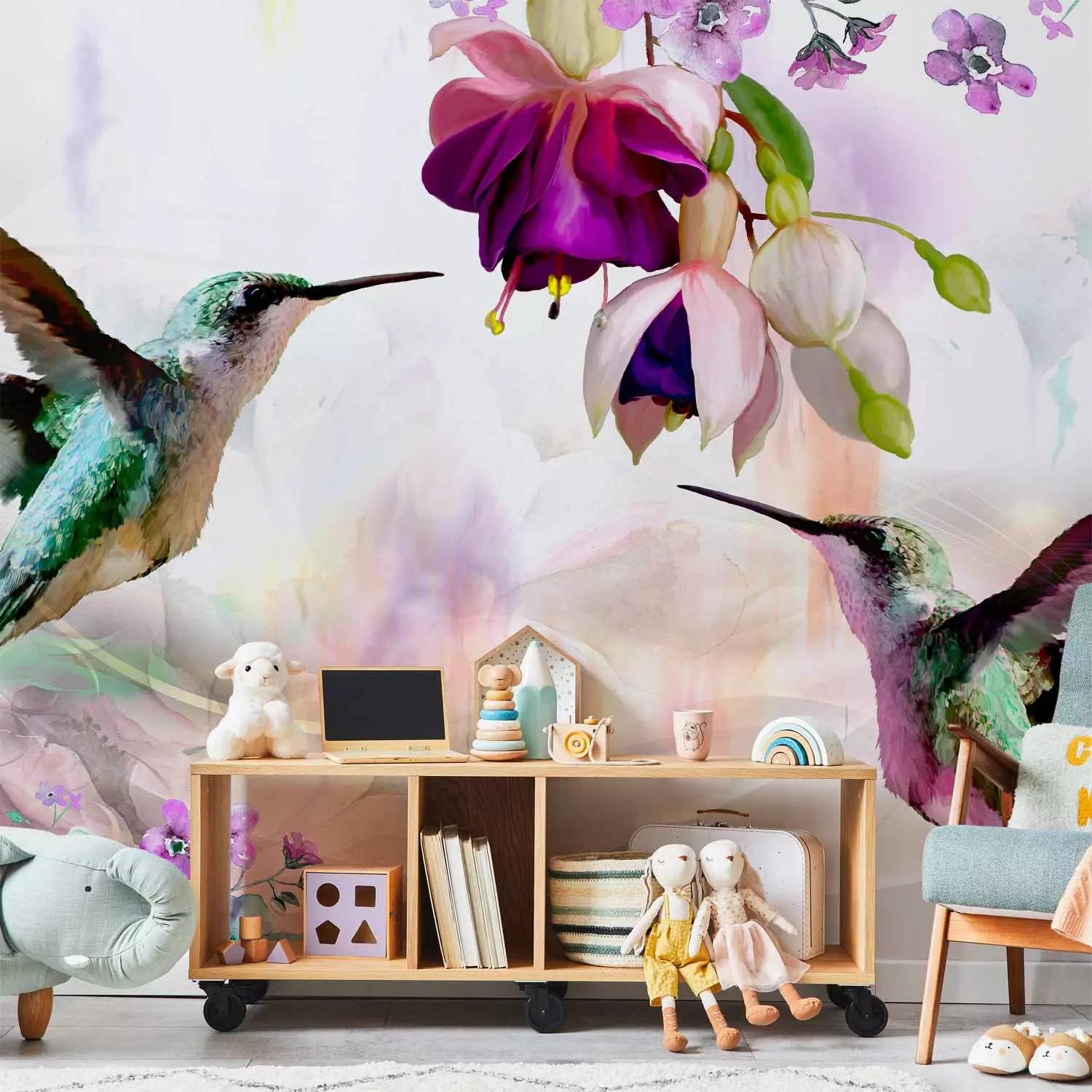 hummingbird and flower wallpaper