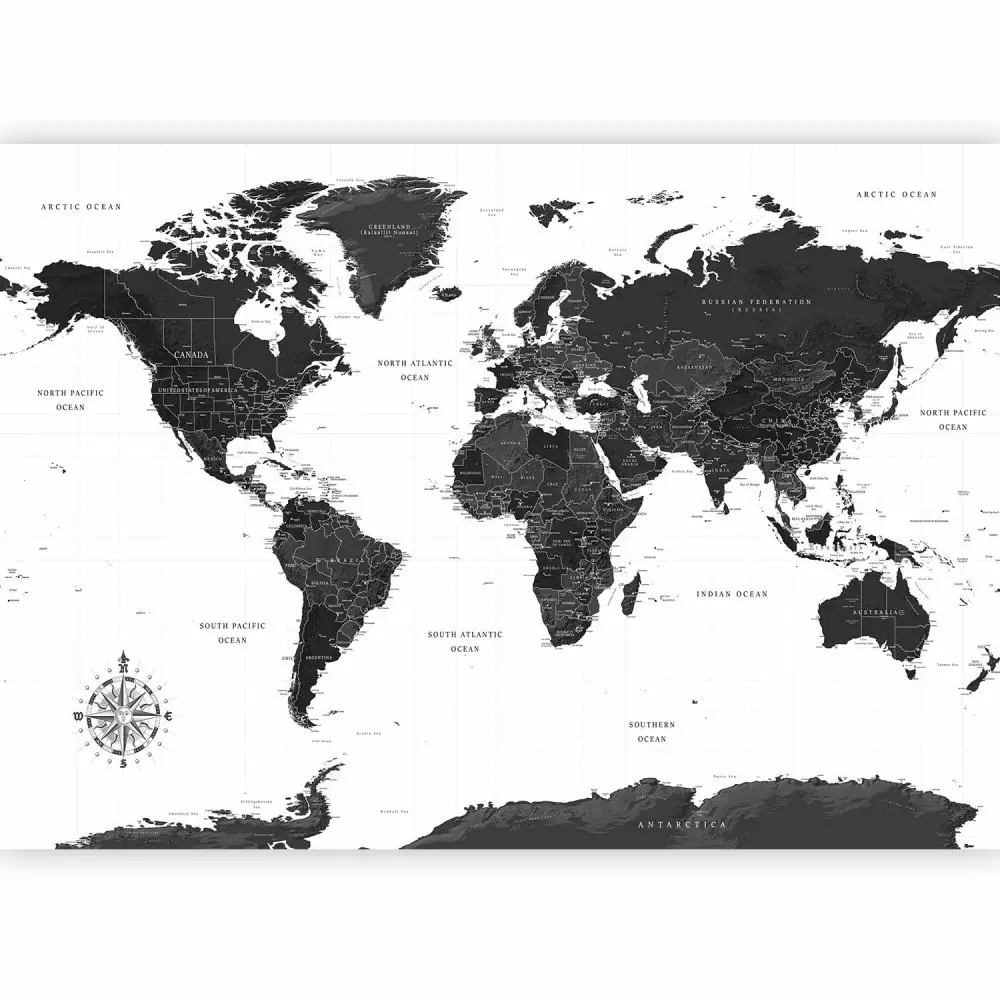 Wall Mural Black and White Map - bimago