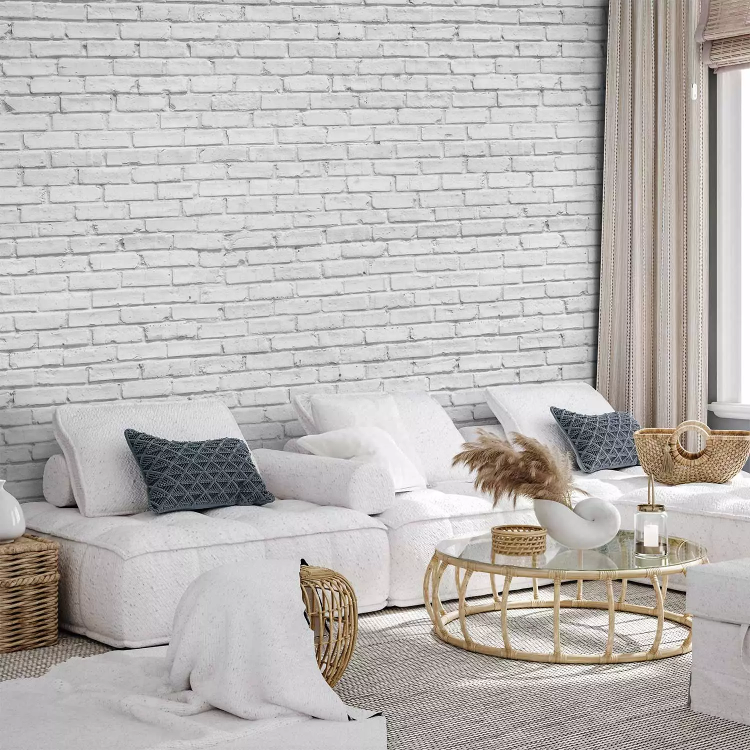 Grey brick wallpaper store