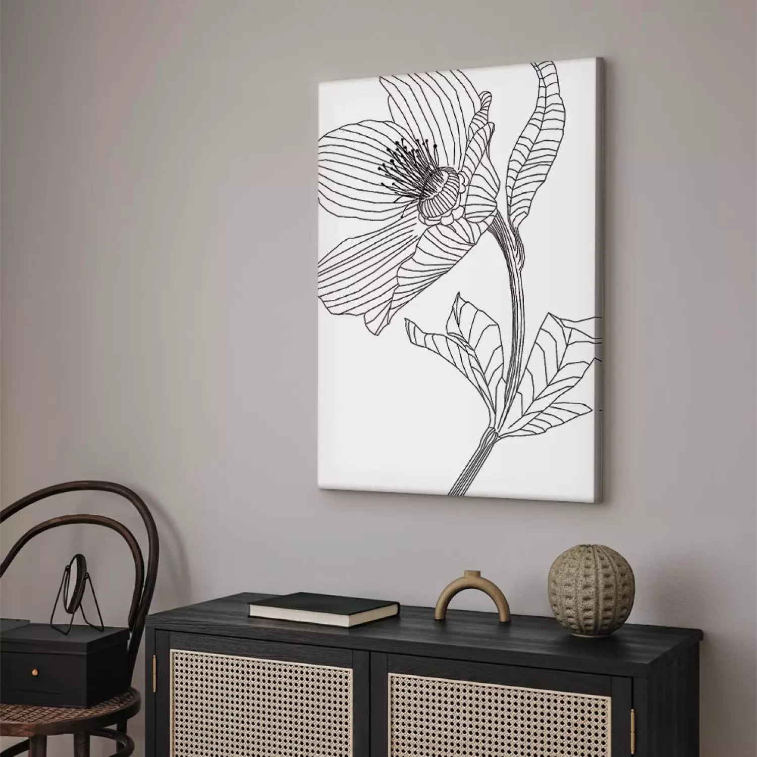 black and white plant wall art