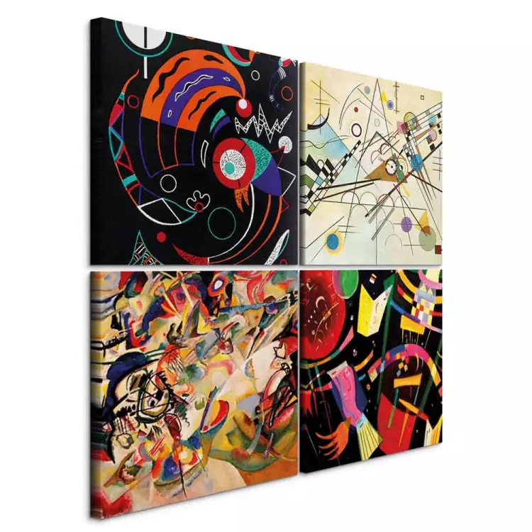 Canvas Wall Art Dance of Colors (4-part) - abstract patterns by Wassily ...