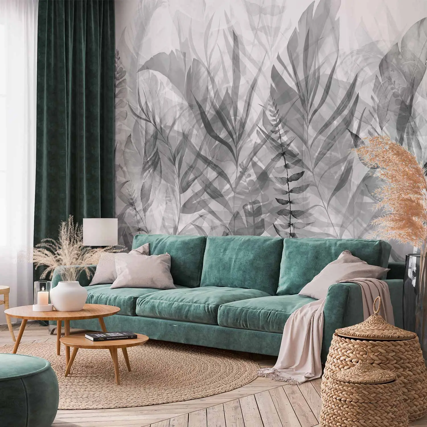 Wall Mural Magic Grove (Black and White) - bimago