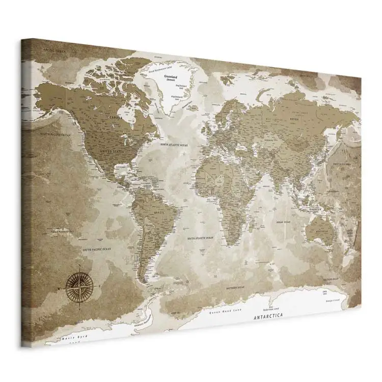 Canvas Wall Art Forgotten World Wide - world map with continents - bimago