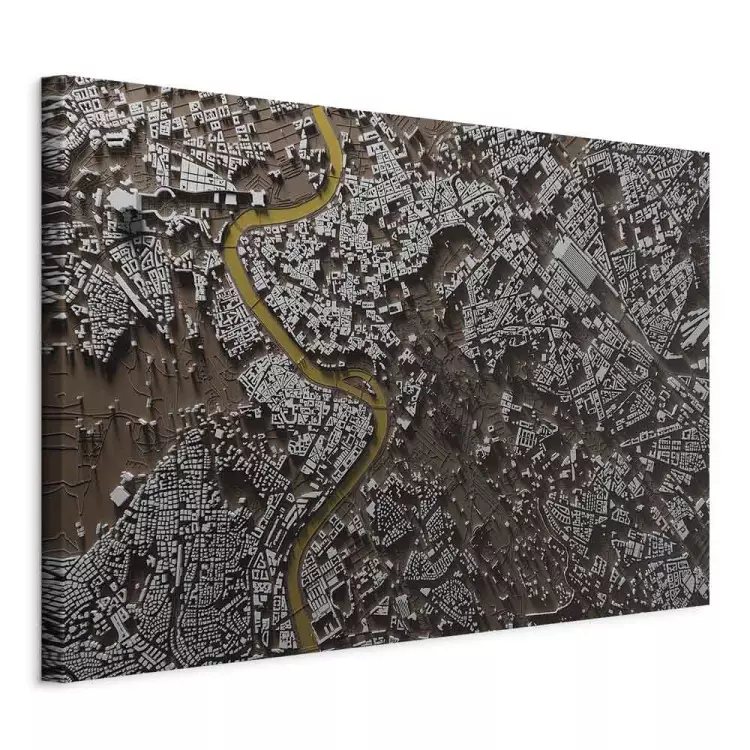 Canvas Painting Map of Rome - Capital of Italy plan and Tiber River ...