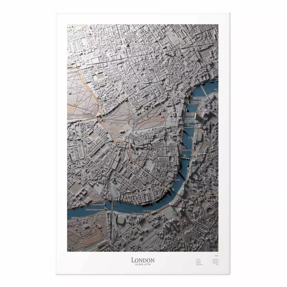 Poster London Layout - composition of a gray city map shown from bird's ...