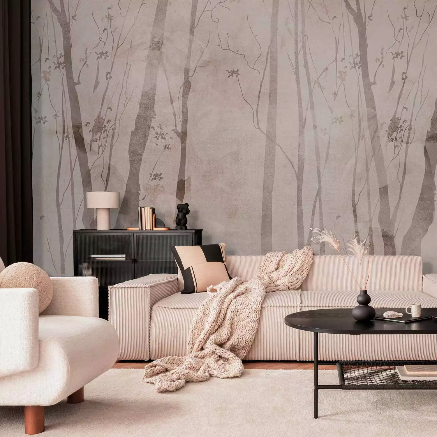 beige tree wallpaper