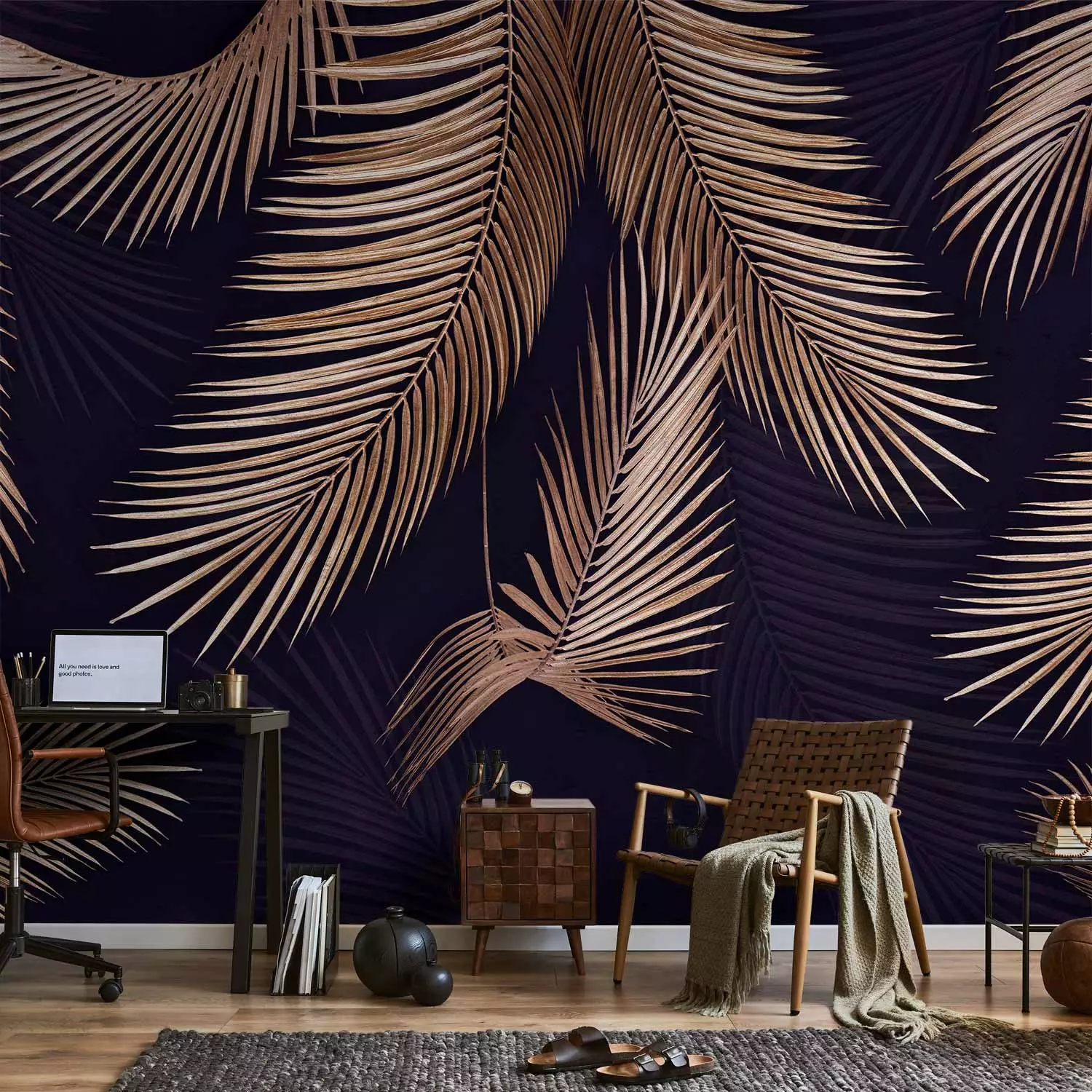 palm trees dark background