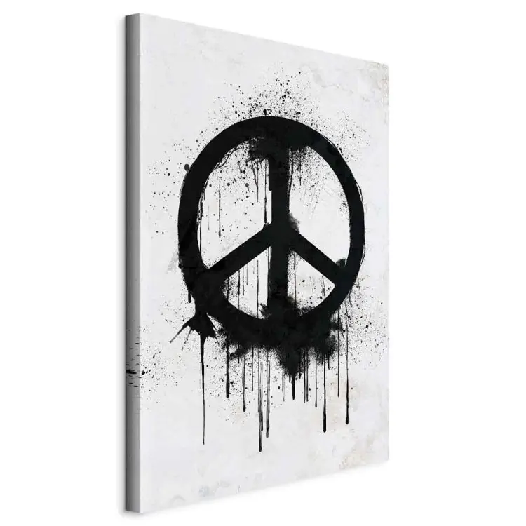 Canvas Print Symbol of Peace (1-piece) Vertical - black and white ...