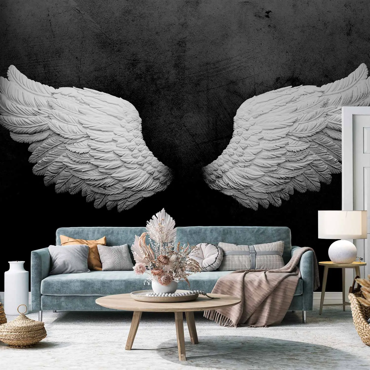 Wallpaper Angel Wings Black
