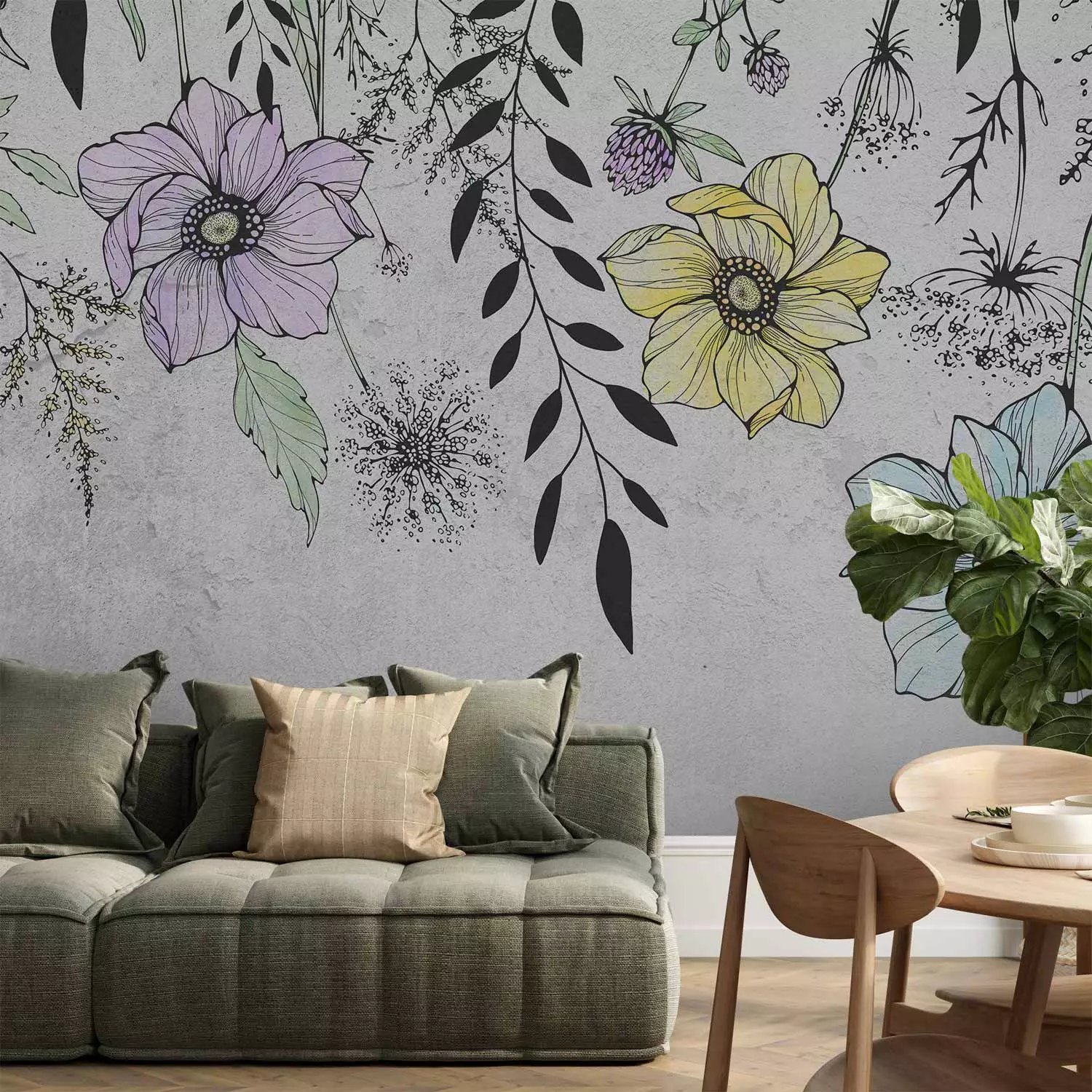 grey flower wall