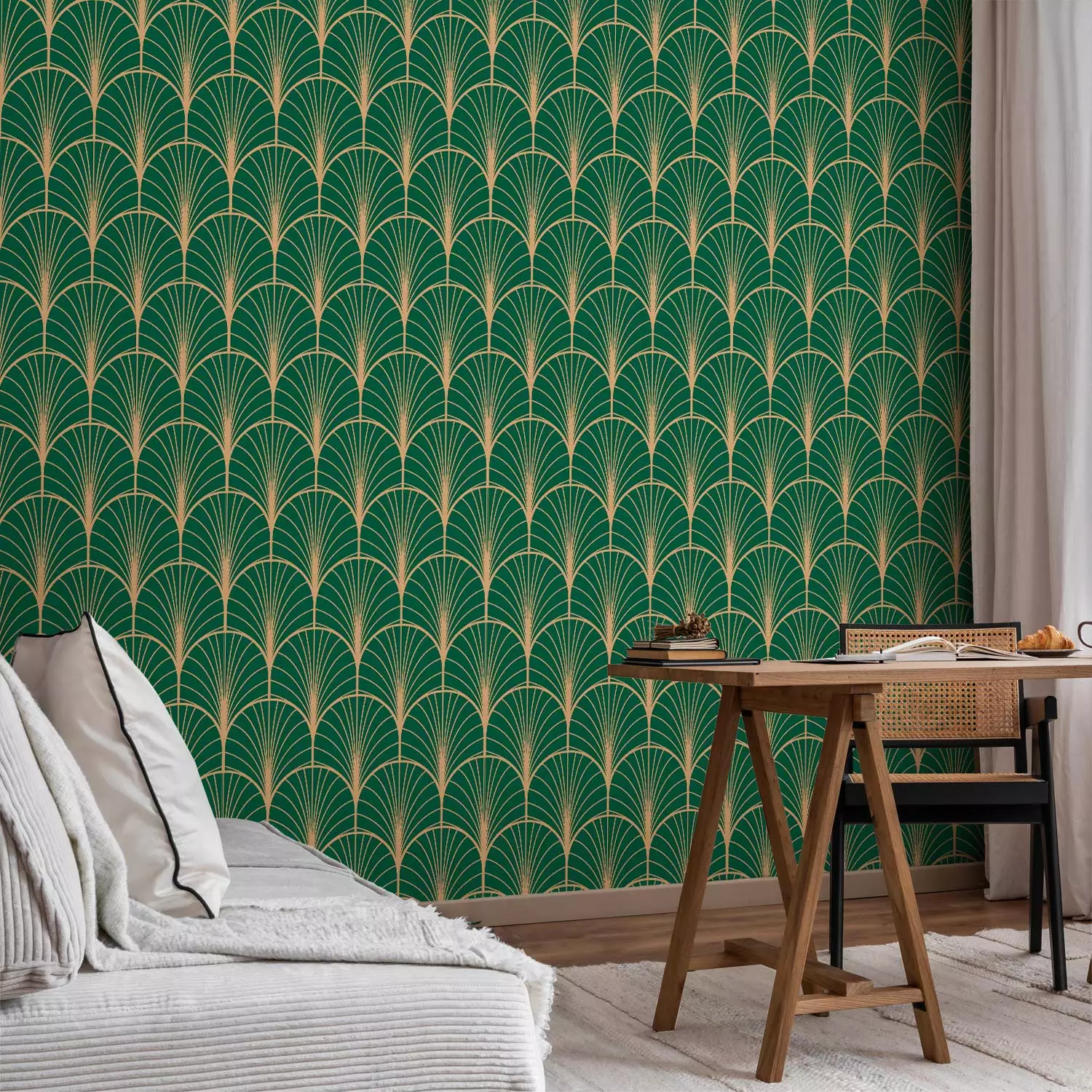 emerald green pattern wallpaper