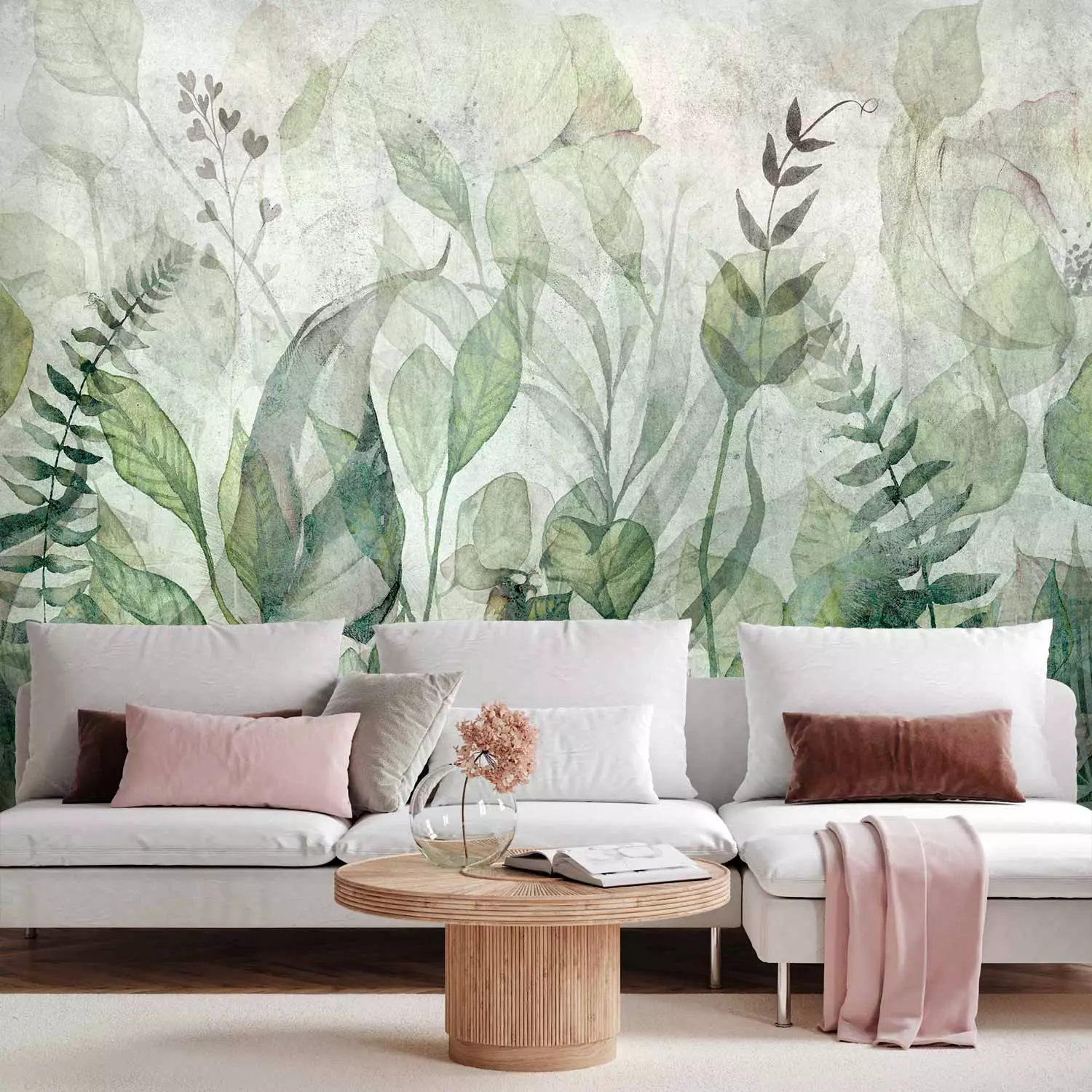 green leaf mural