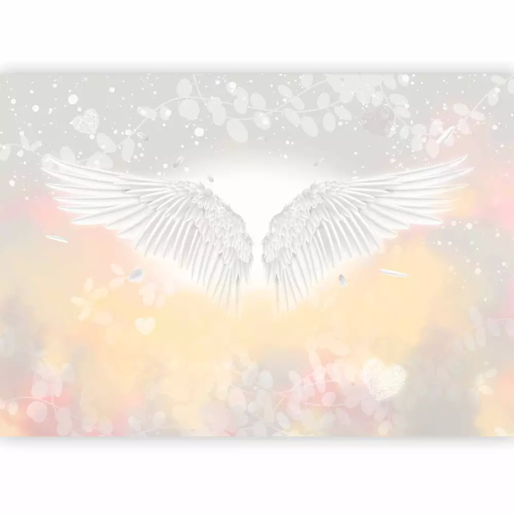 Photo Wallpaper Angel Wings and Feathers - Heavenly Theme in Pink and ...
