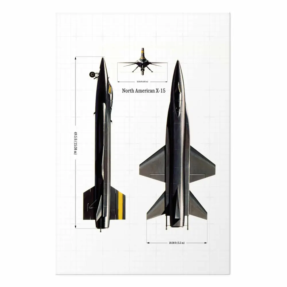 Poster North American X-15 - Rocket Plane in Projection with Dimensions ...