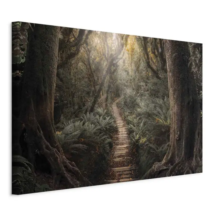 Canvas Print Way of Nature - Wooden Path Leading through the Paradise ...