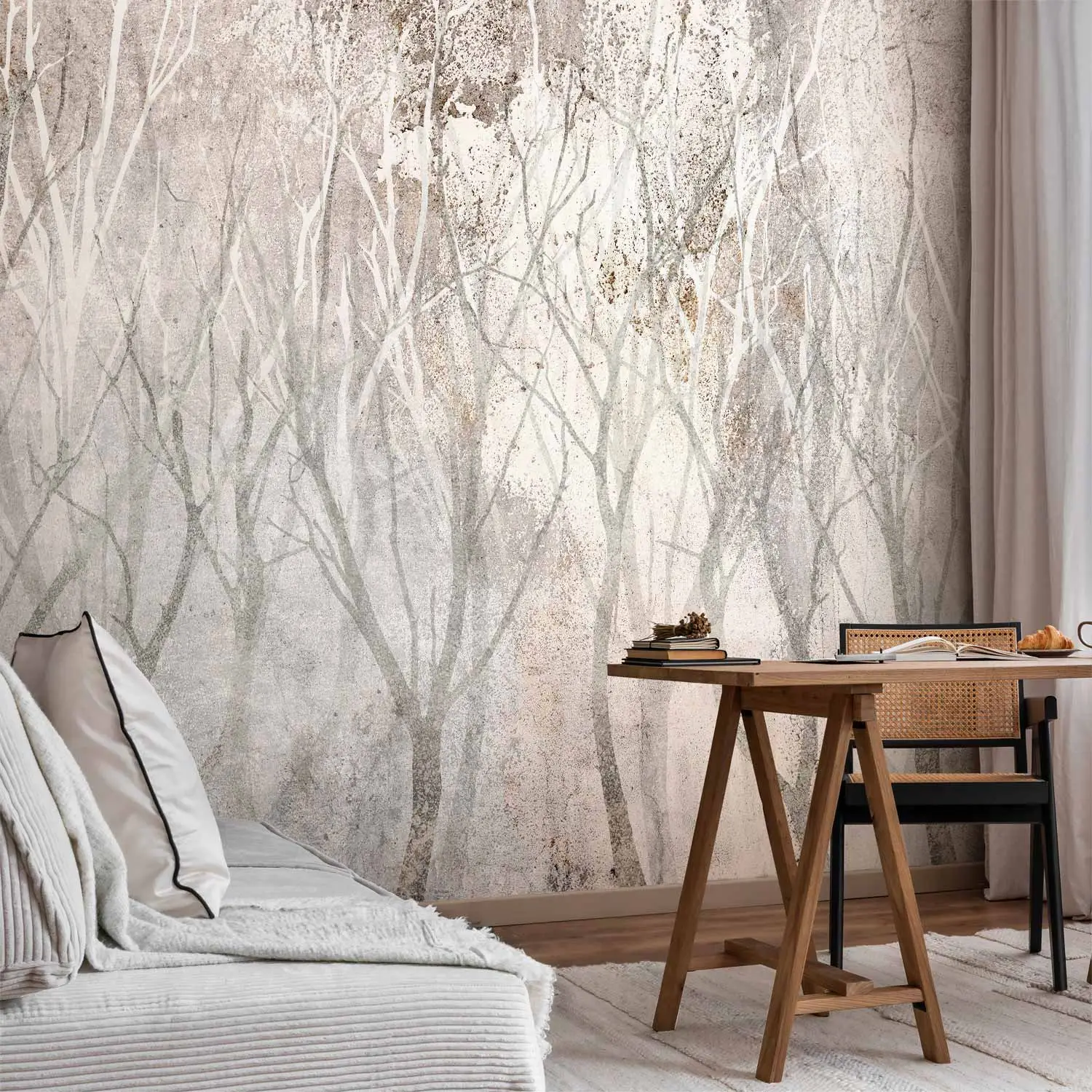 Wall Mural Beautiful Background With Trees - Natural Wall With a Forest ...