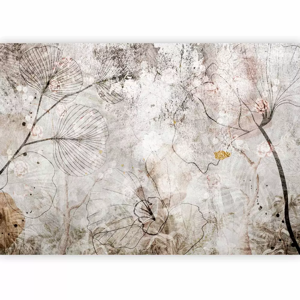 Photo Wallpaper Floristic Fresco - Natural Plants as a Wall Decoration ...