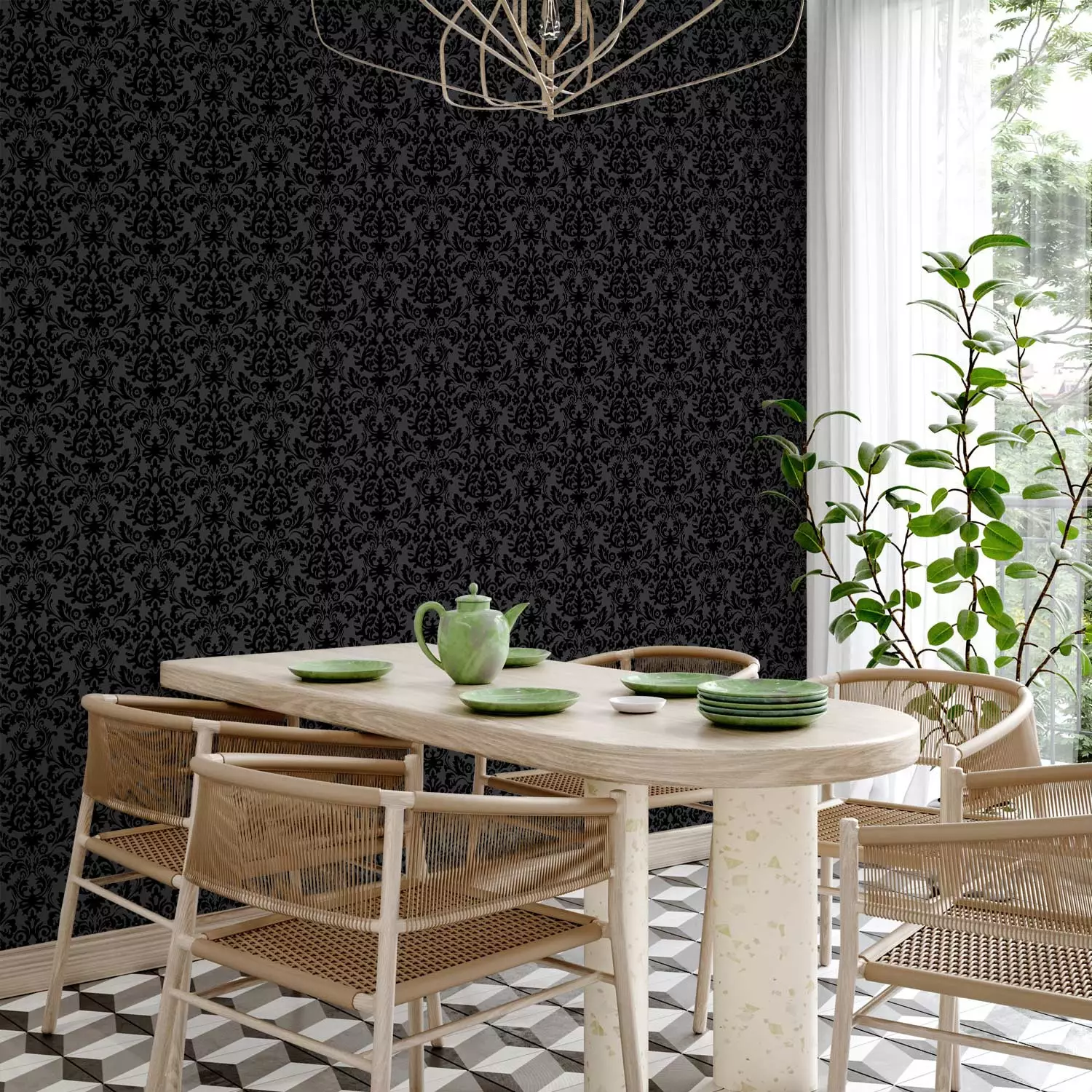 patterned black wallpaper