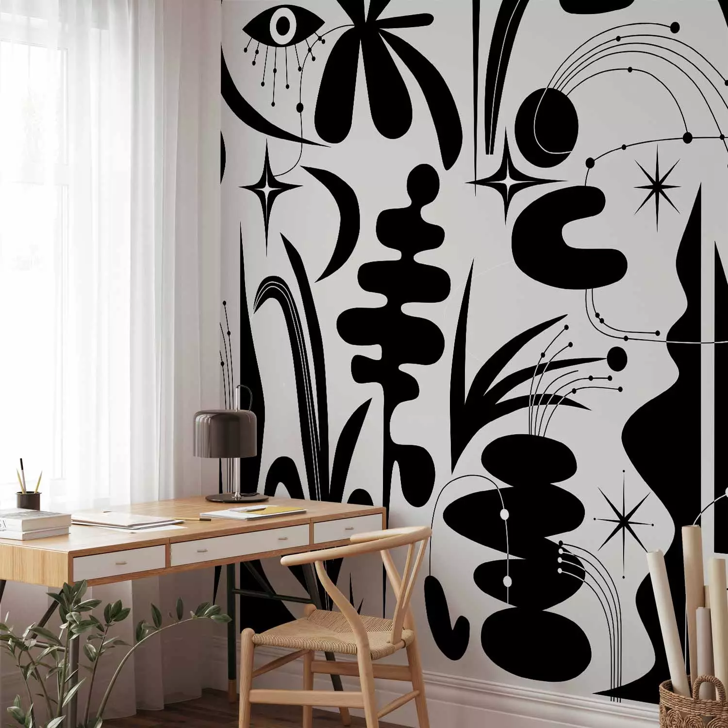 black wall mural