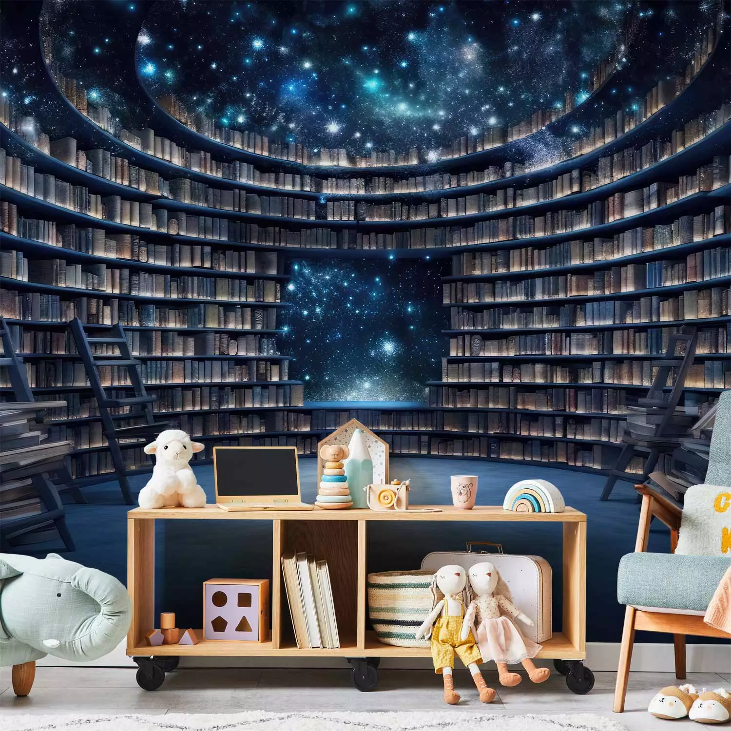 fantasy library wall art