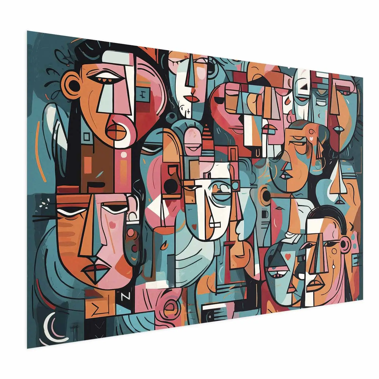 Poster in frames Cubist Faces - Composition Created by Artificial ...