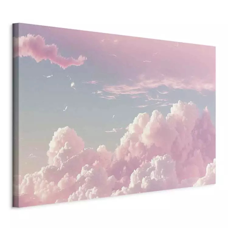 Canvas Wall Art Sky Landscape - Subtle Pink Clouds on the Blue Horizon ...