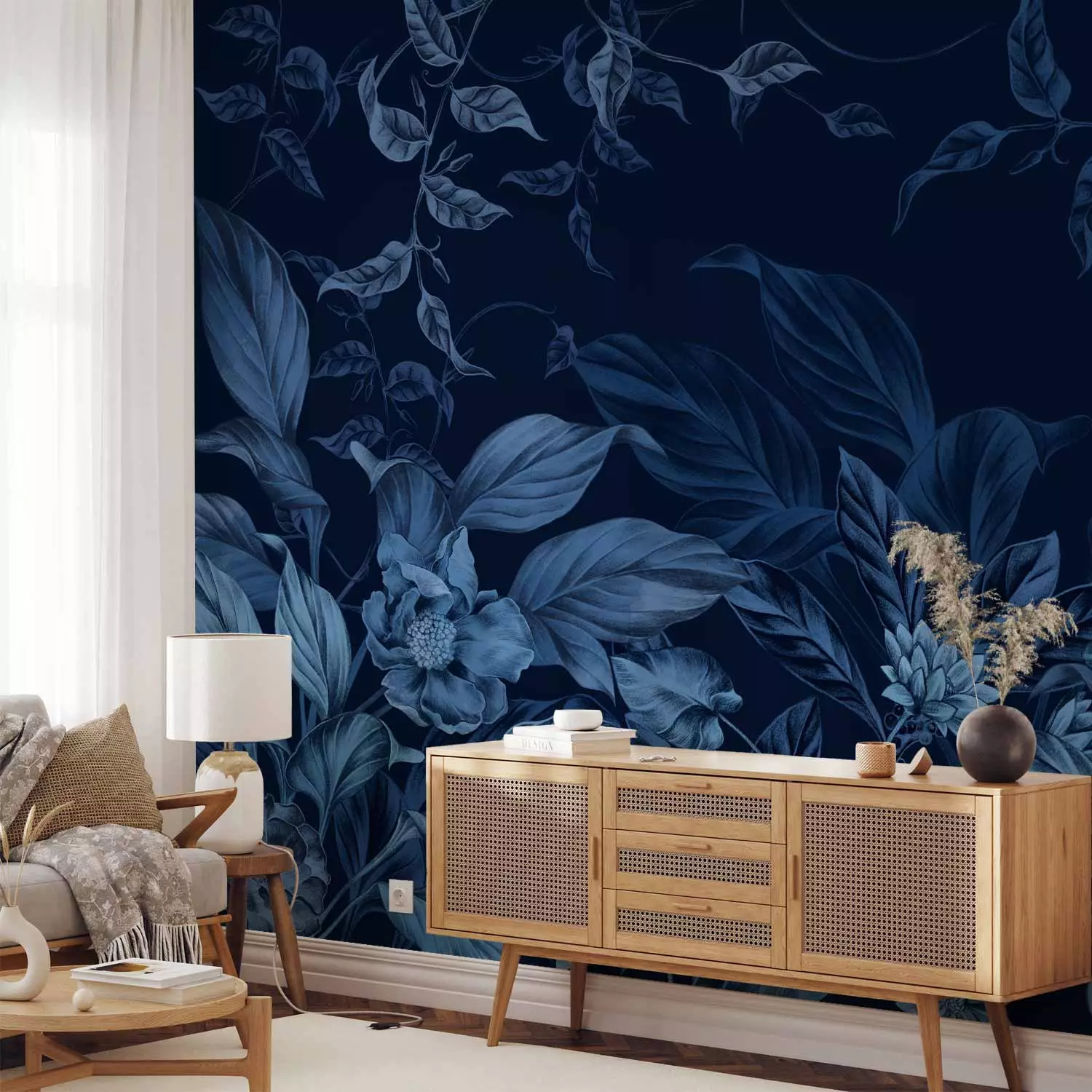 dark blue floral pattern