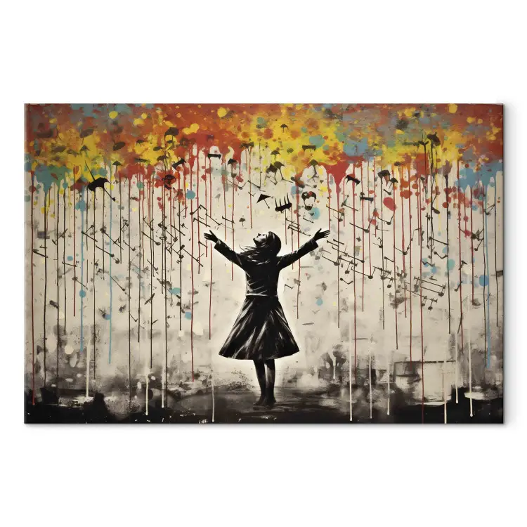 Large XXL canvas print Rain Song - Colorful Banksy-Style Graffiti - bimago
