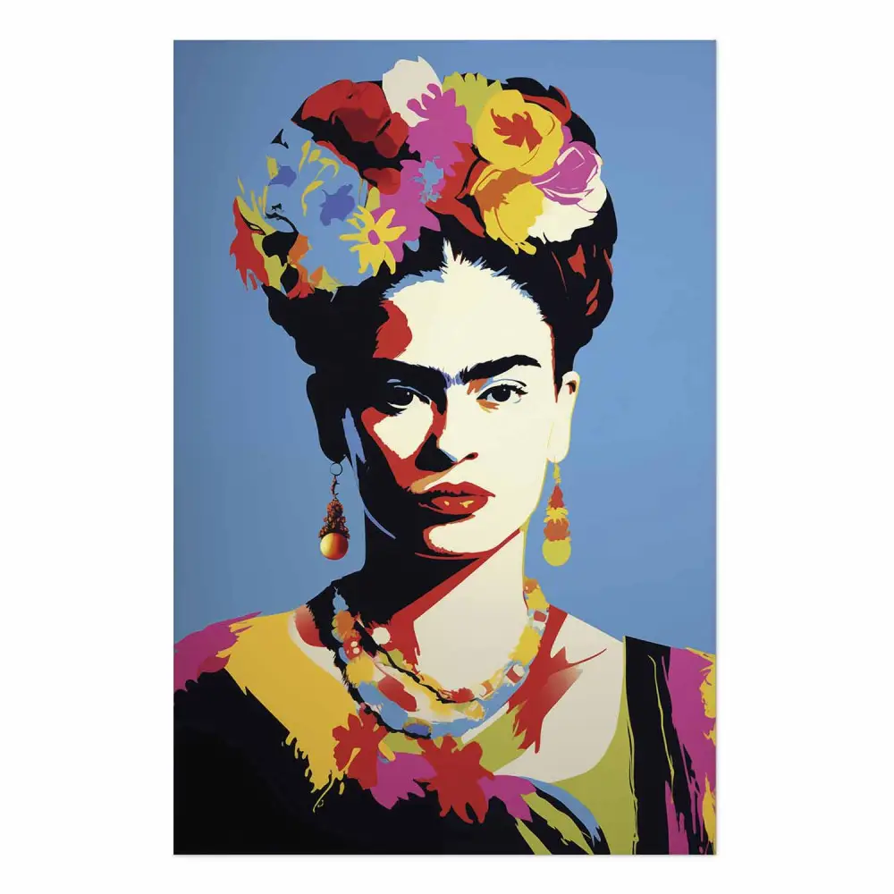 Poster in frames Blue Portrait - Frida Kahlo With Flowers in Her Hair ...
