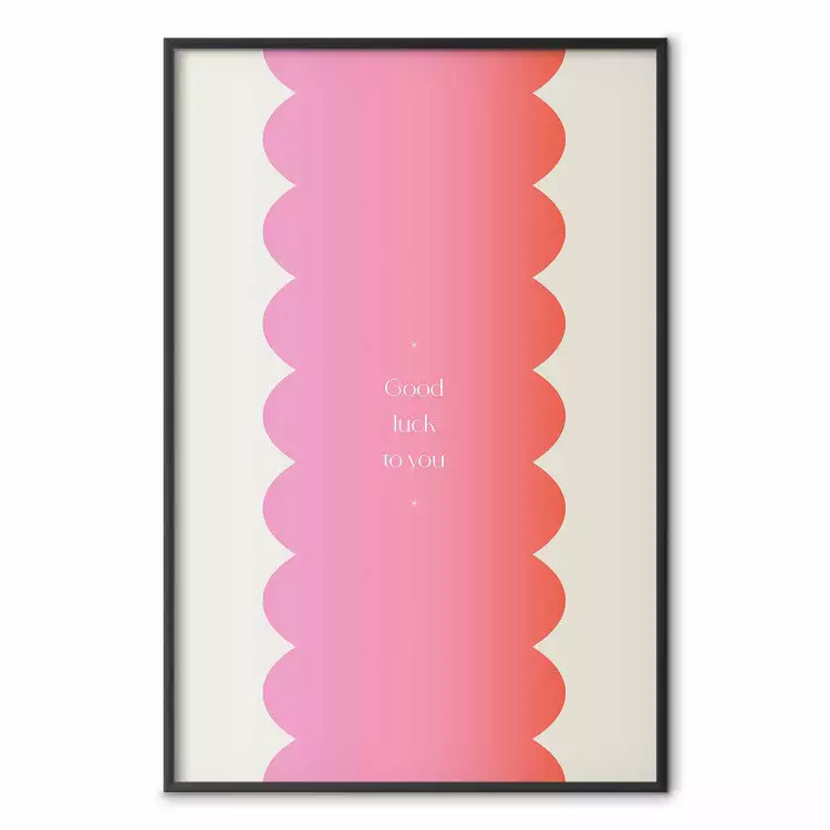 Poster in frames Luck Gradient - Pink-Orange Background with Good Luck ...
