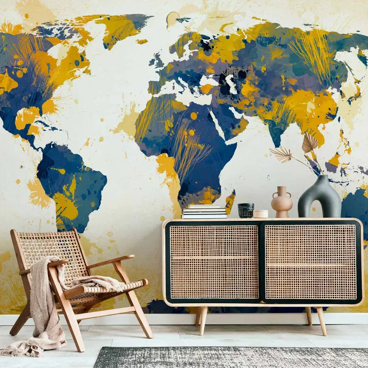 Photo Wallpaper Map of the World - Sun and sky - bimago