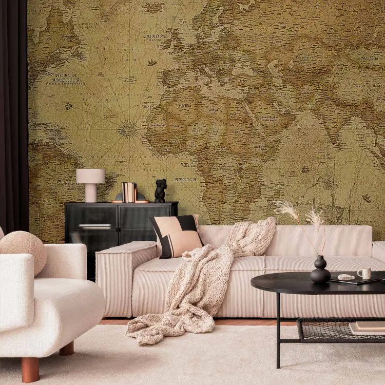 Photo Wallpaper Explorer - Old World Map with Retro-Style Continents ...