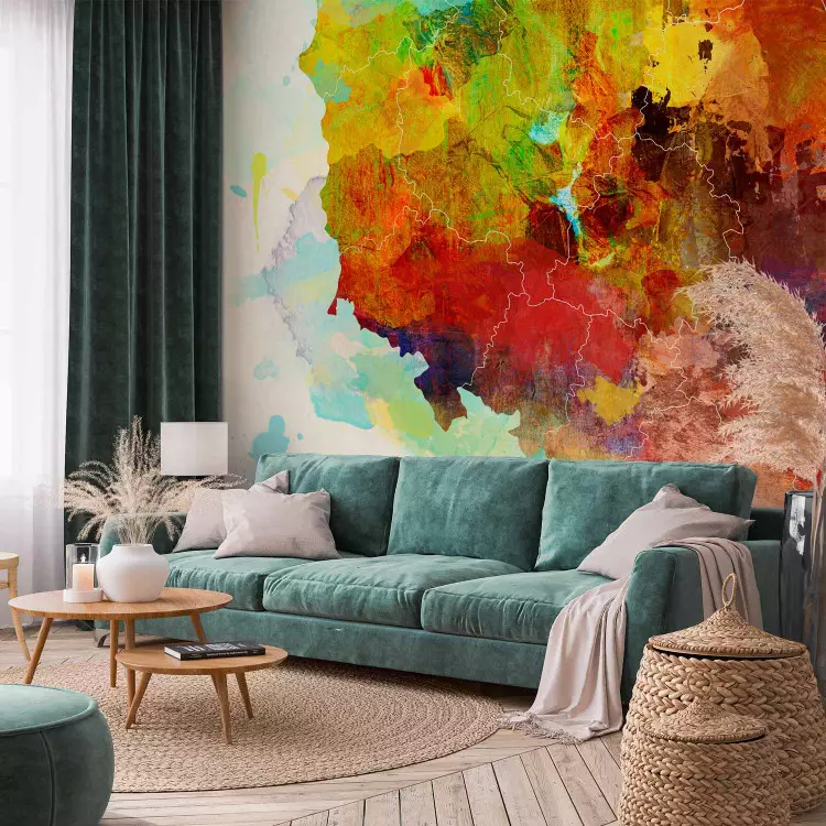 Wall Mural Explosion of Colours and Hues - Multicoloured Map of Poland ...