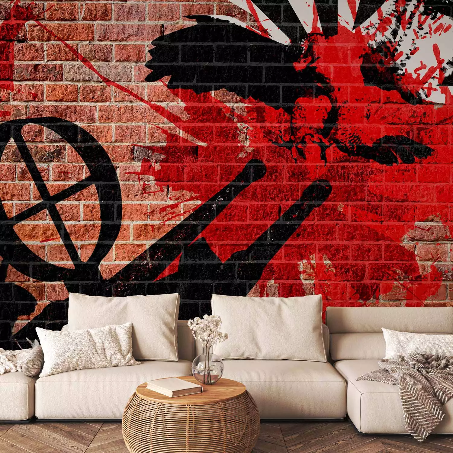 red graffiti wall