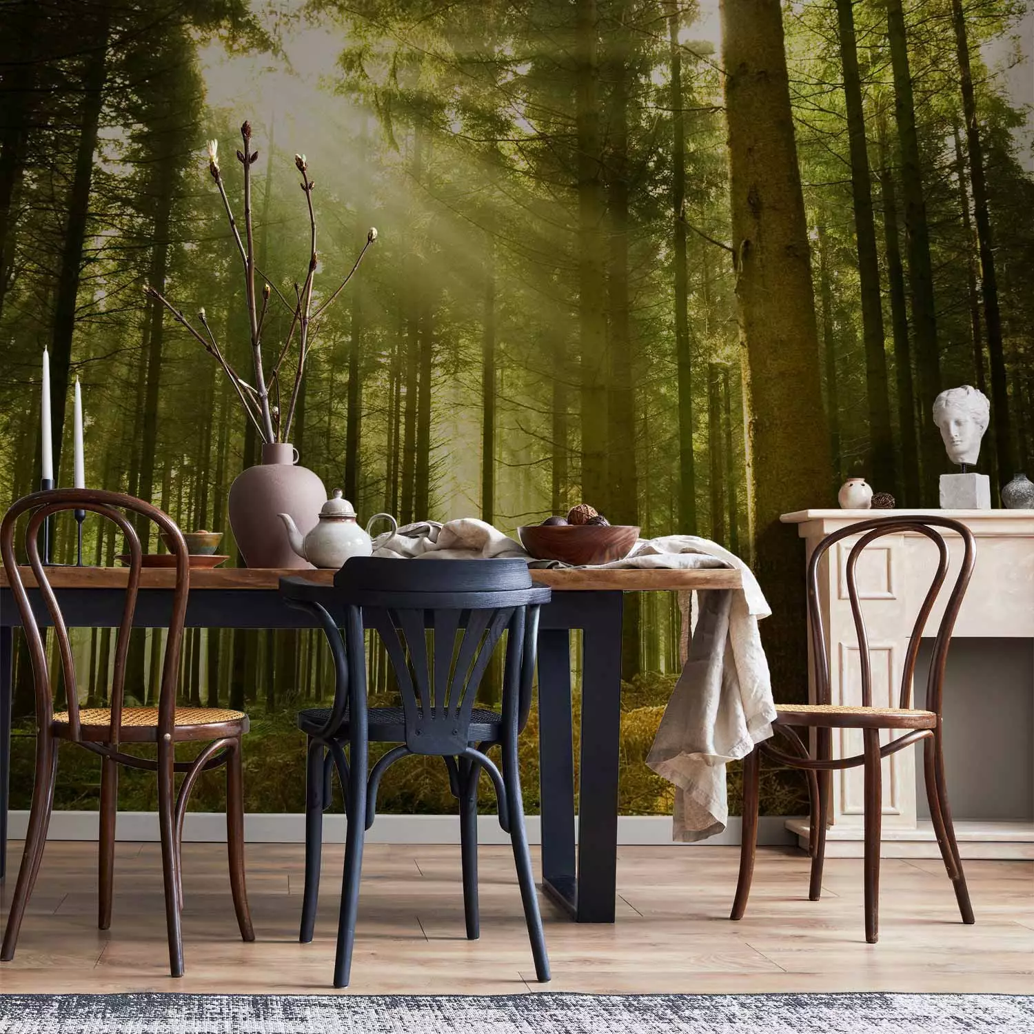 pine forest wallpaper mural