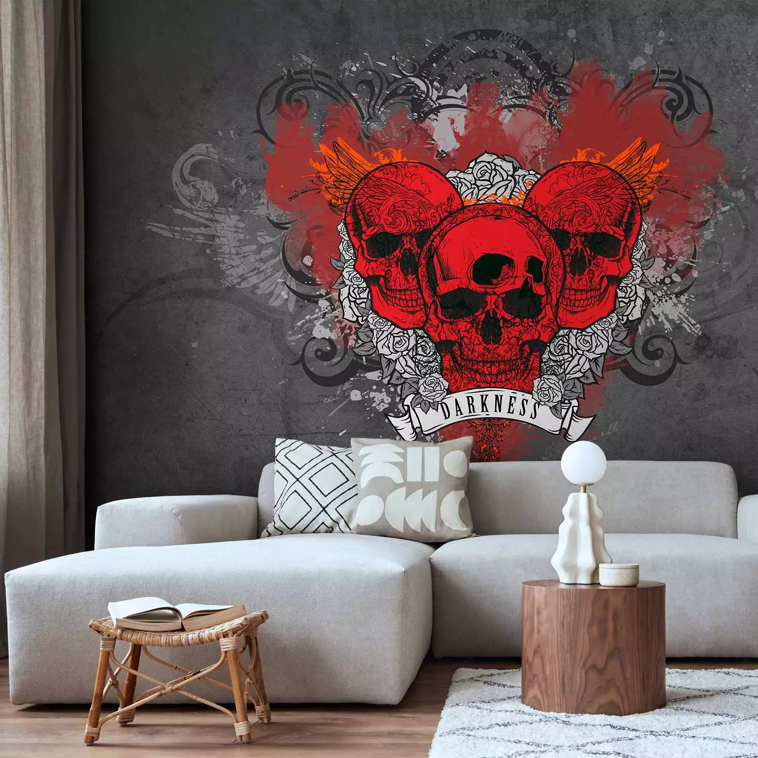 skull wall mural