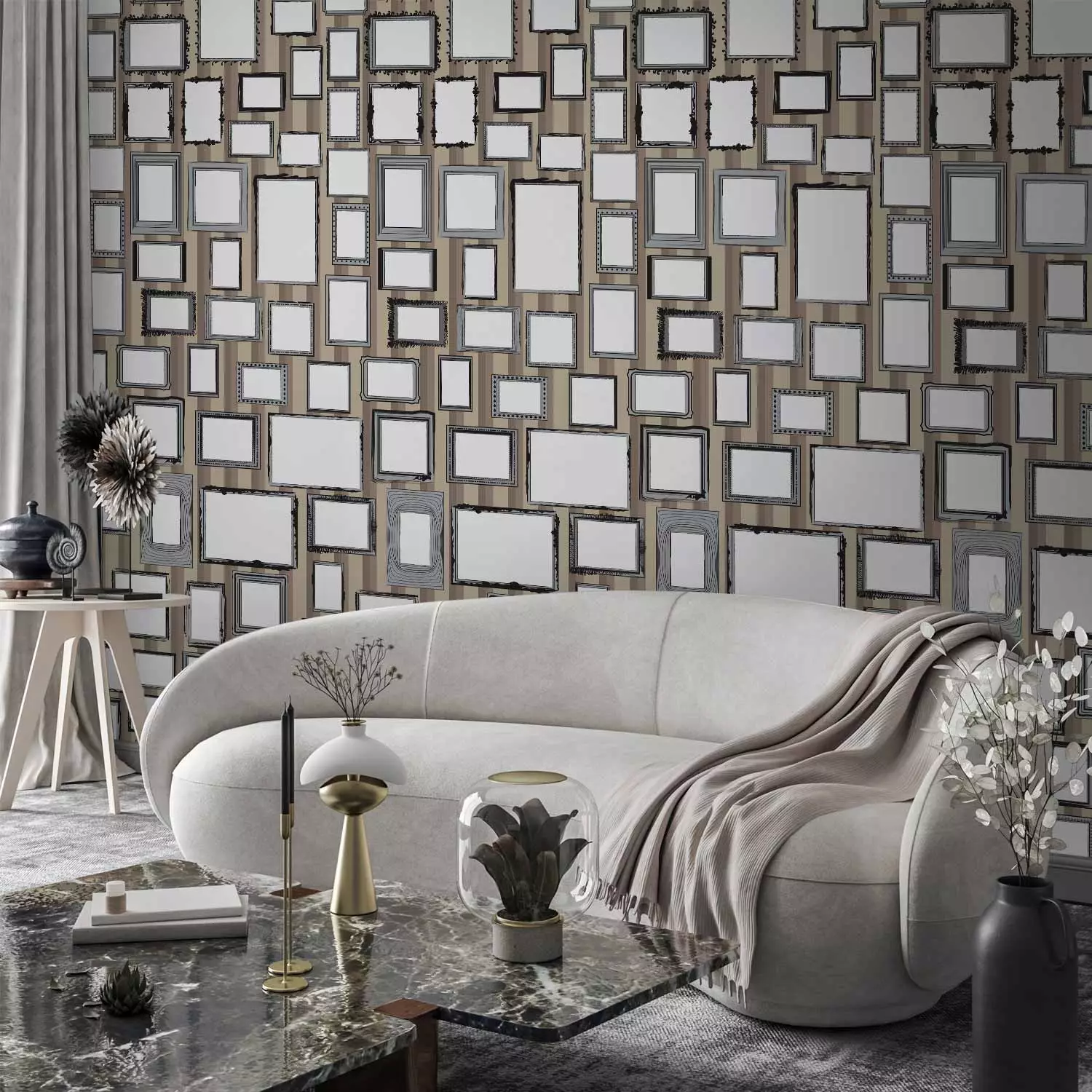 empty frames on wallpaper