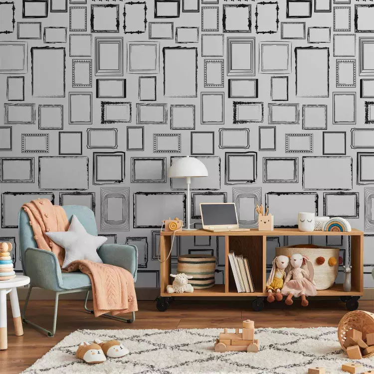 Wall Mural Create Your Own Space - Background with empty frames for DIY ...