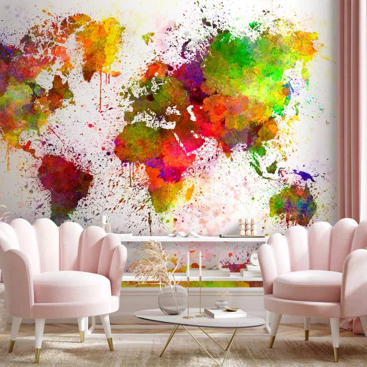 Wall Mural World splashed with coloured paint - colourful watercolour ...