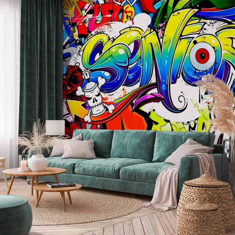 Photo Wallpaper Artistic Language of the City - Colorful Graffiti-Style ...
