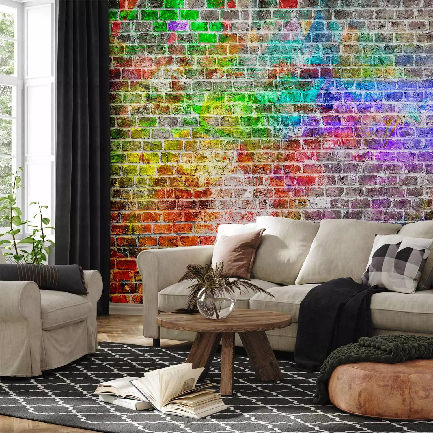 multicolor brick wallpaper