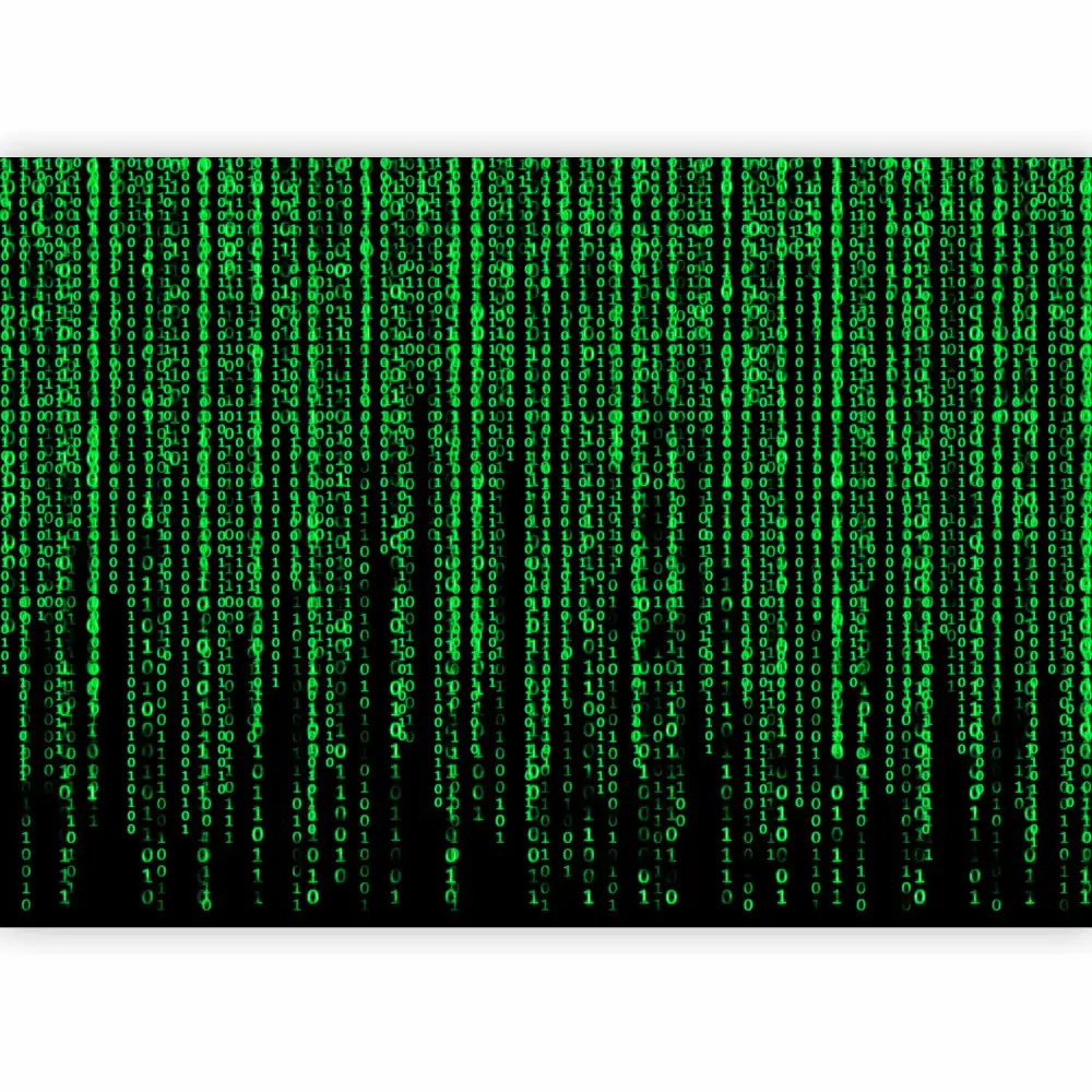 Photo Wallpaper Digital rain - a binary number code on a matrix-style ...