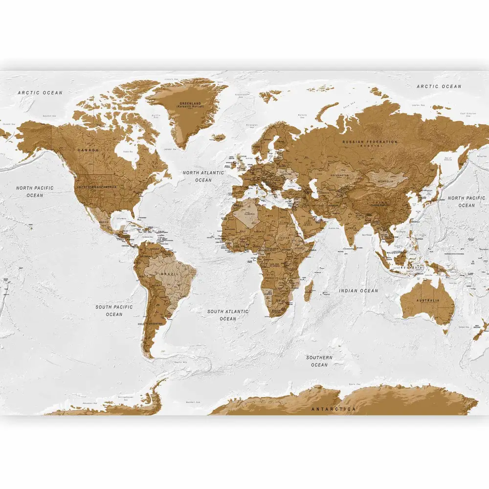 Wall Mural World Map: White Oceans - bimago