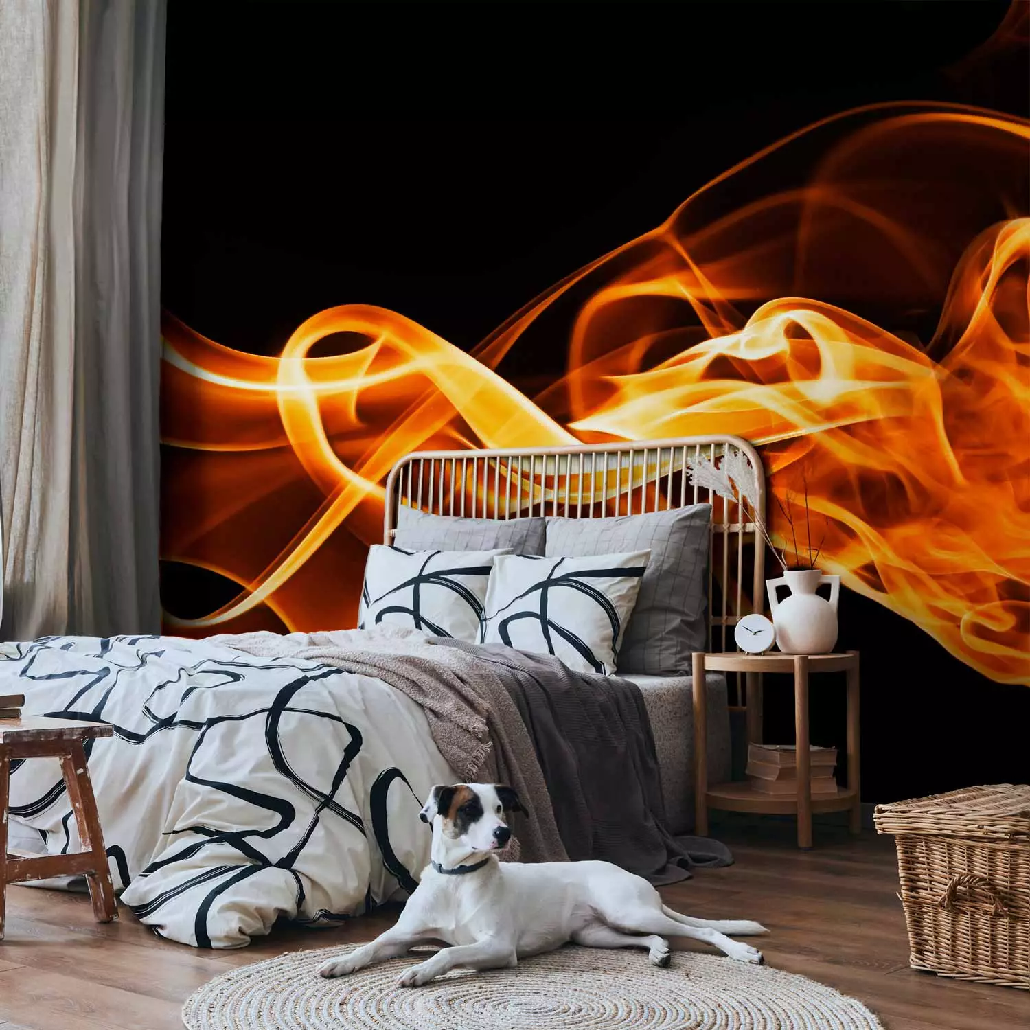 orange background wall design