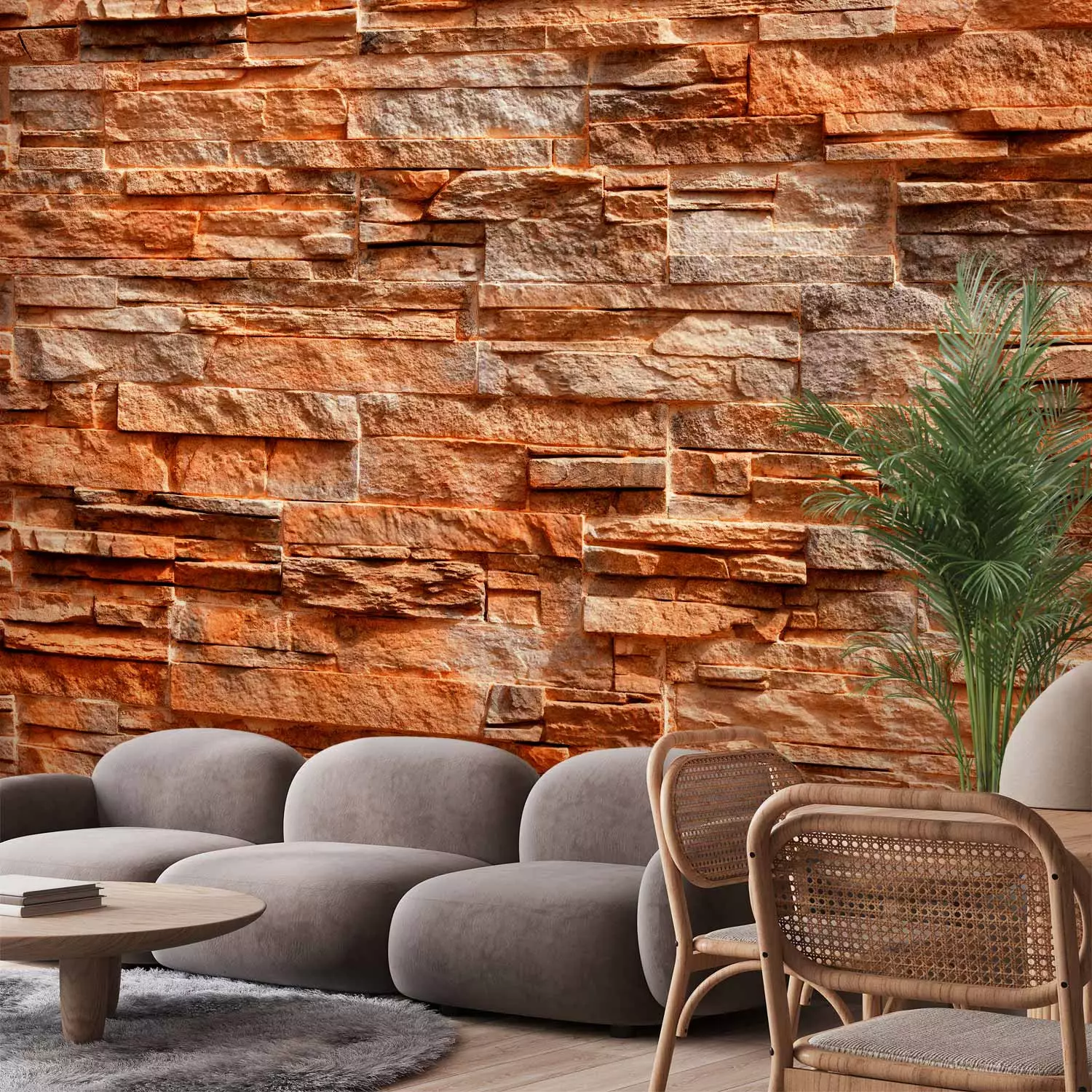 orange background wall design
